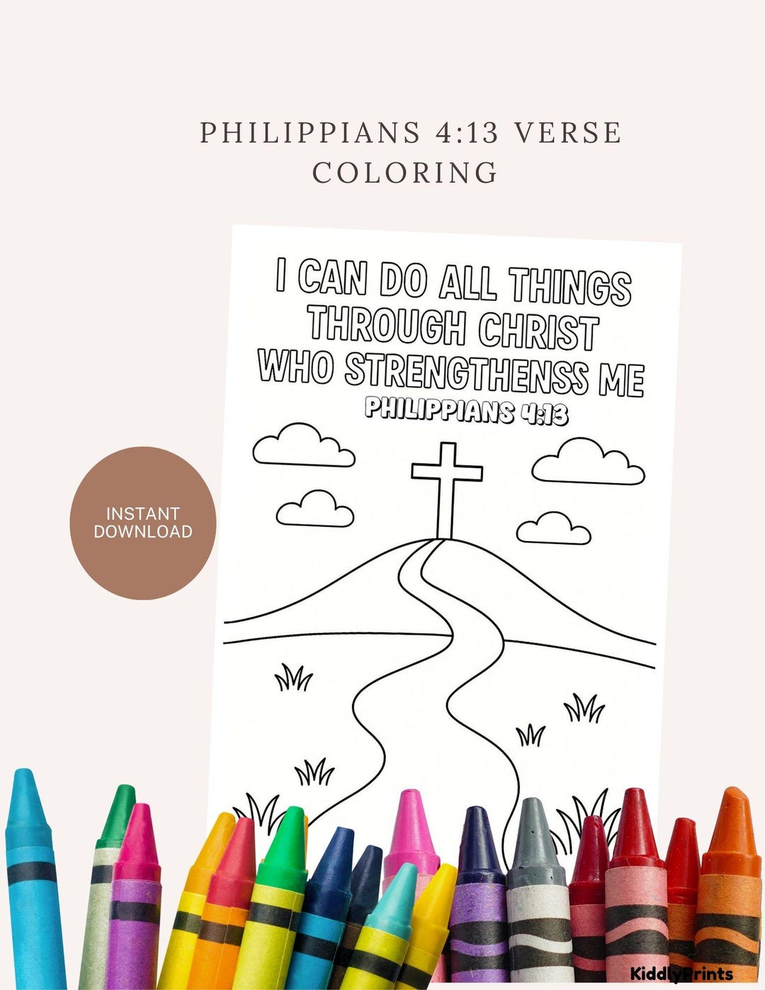 Philippians 4:13 Coloring Page – Christian Bible Verse (digital ...