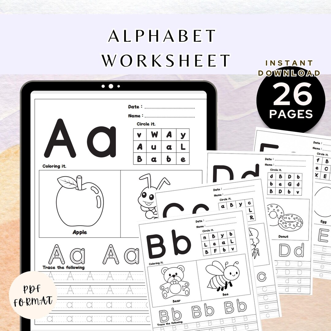 Alphabet Coloring Book: Tracing, Writing, and Beginning Sounds (digital ...