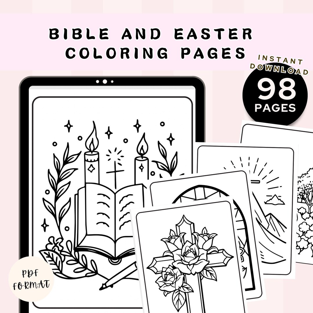 98 Bible & Easter Coloring Pages: Christian Kids Activity (PDF ...