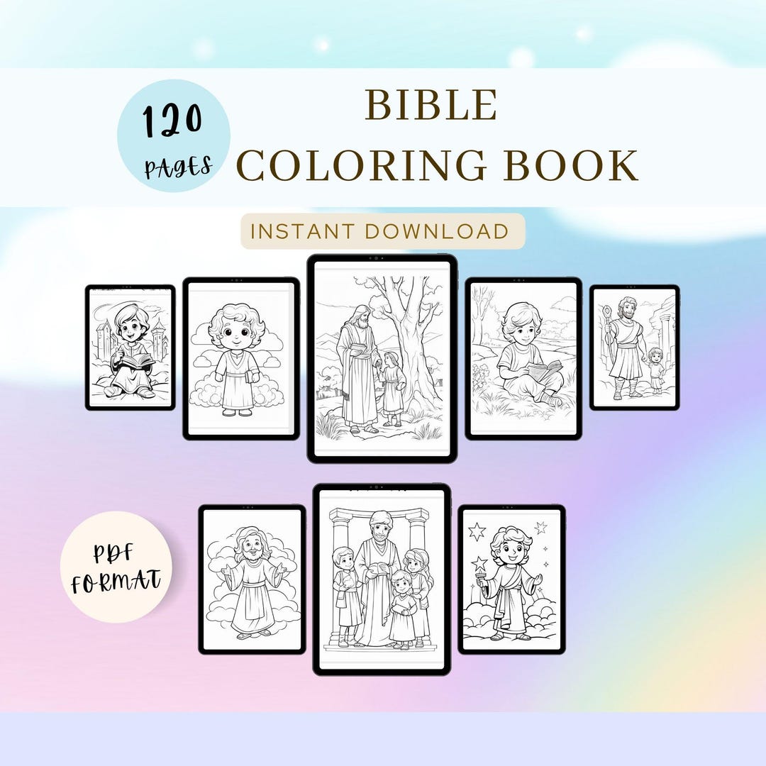 120 Bible Coloring Pages, Bible Coloring Book for Kids, Christian ...