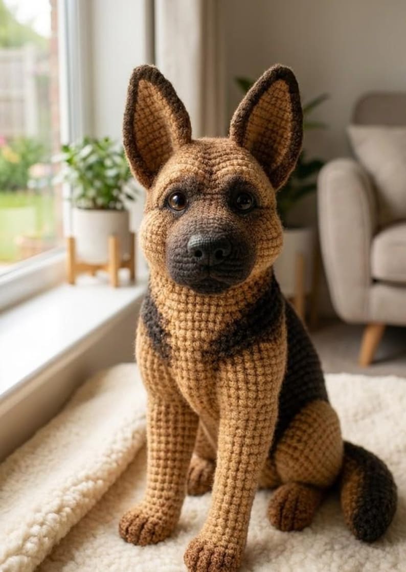 German Shepherd Crochet Pattern PDF, Amigurumi Dog Plush Toy, Stuffed ...