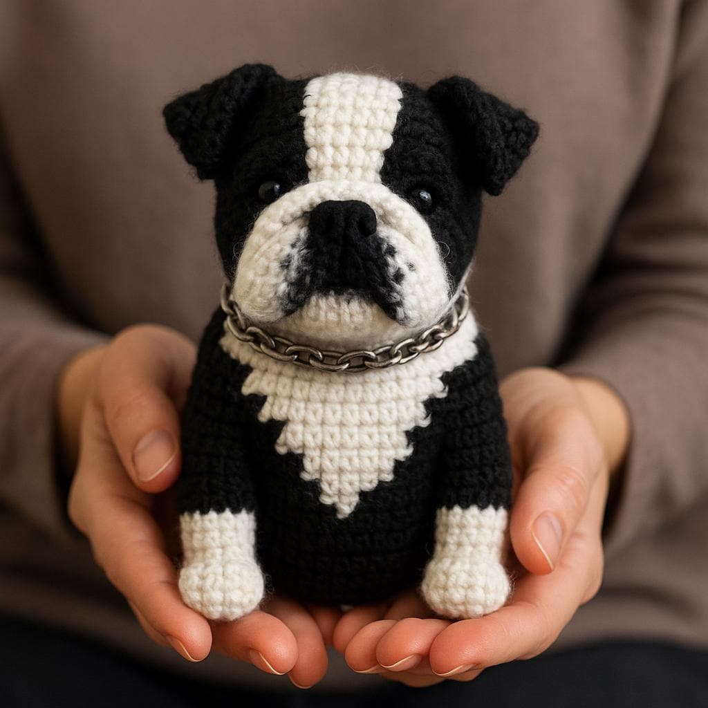 Crochet English Bulldog Pattern – Black & White Amigurumi Dog (PDF ...