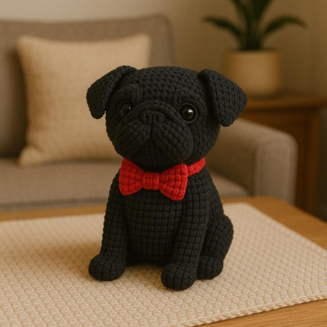 Pug Dog Crochet Pattern, Black Pug Amigurumi PDF, Realistic Puppy Plush ...