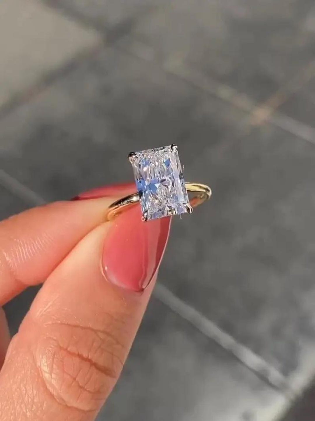2.5 Carat Radiant Cut Engagement Ring With Hidden Halo, 14K Gold ...