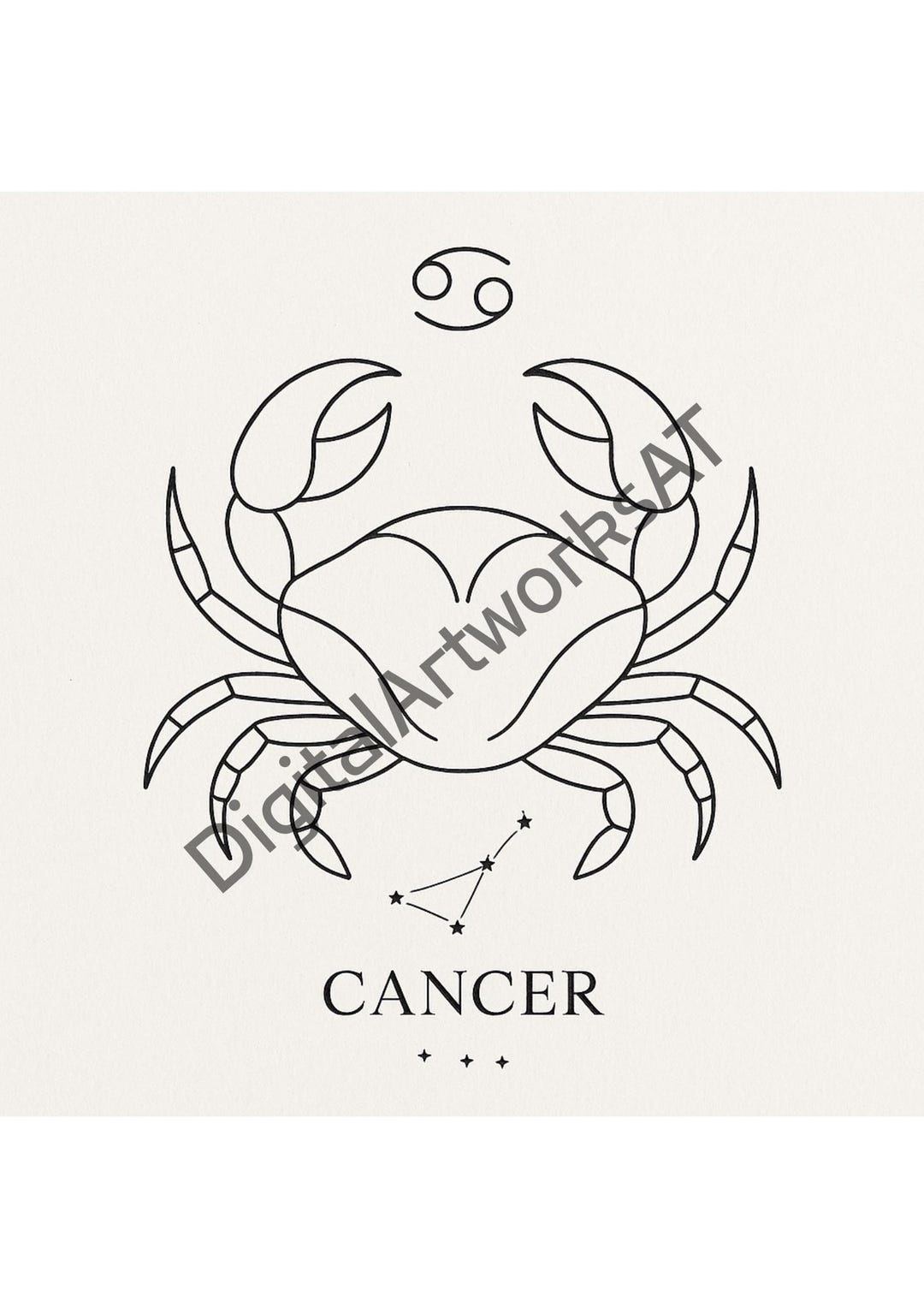 Minimalist Cancer Zodiac Wall Art Printable – Line Art Astrology Poster ...