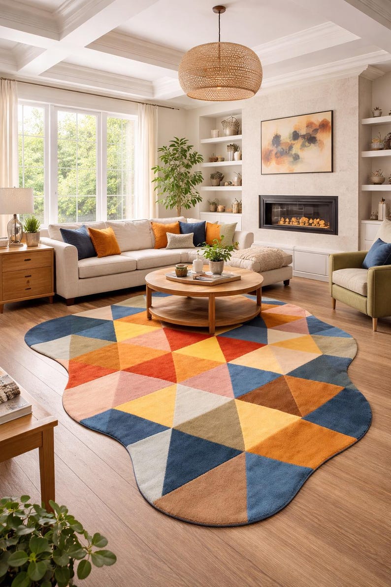 Buy Hand-tufted Wool Area Rug: Multi-color Geometric Design Mid Century ...