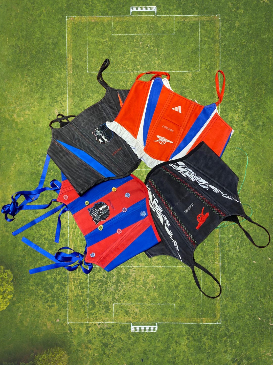 Upcycled Football Jersey Corset: Arsenal & Barcelona - WCL'25 Limited ...