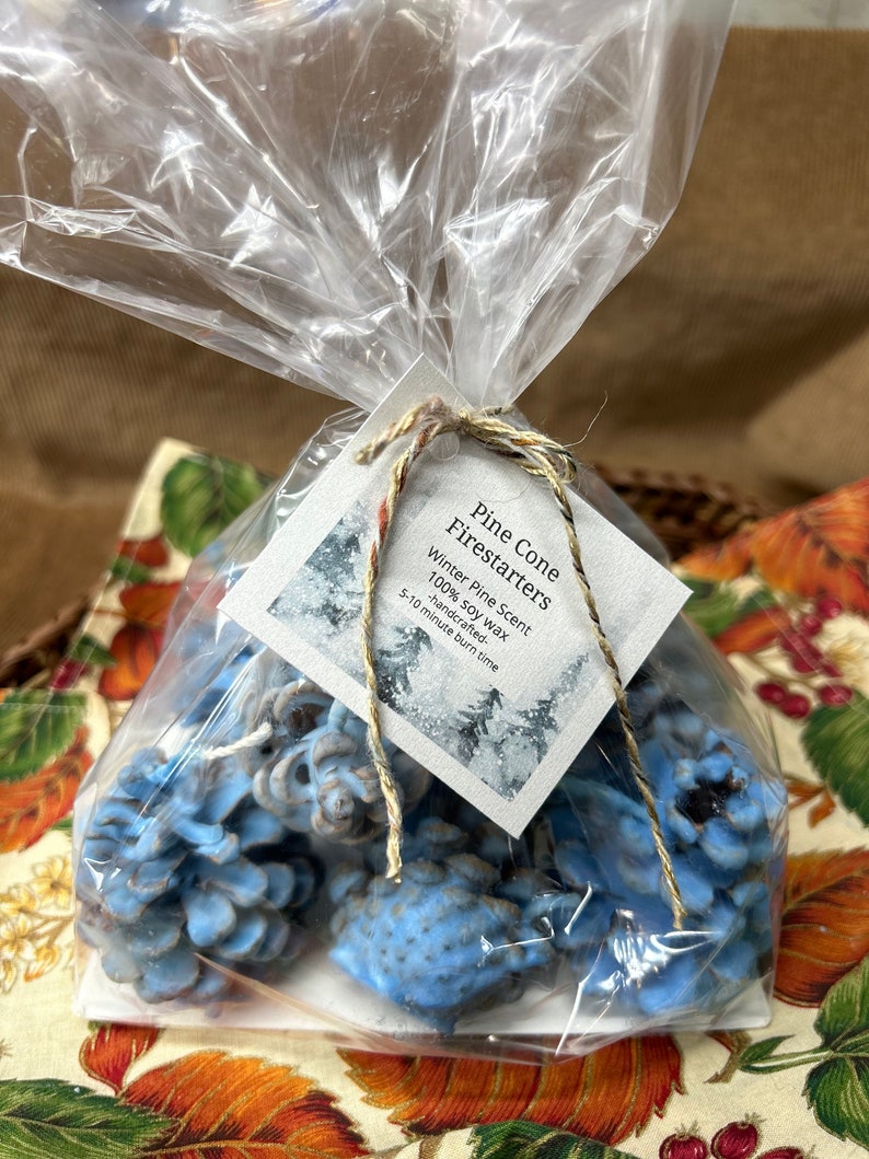 Pine Cone Fire Starters, Hand Dipped Soy Wax, Winter Pine Scent or ...