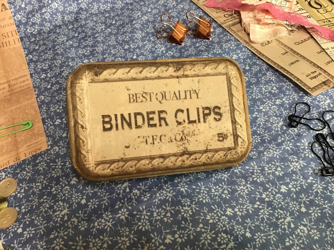 Altered Tin, Ephemera, Binder Clips, Junk Journal, Hardware, Trinket ...
