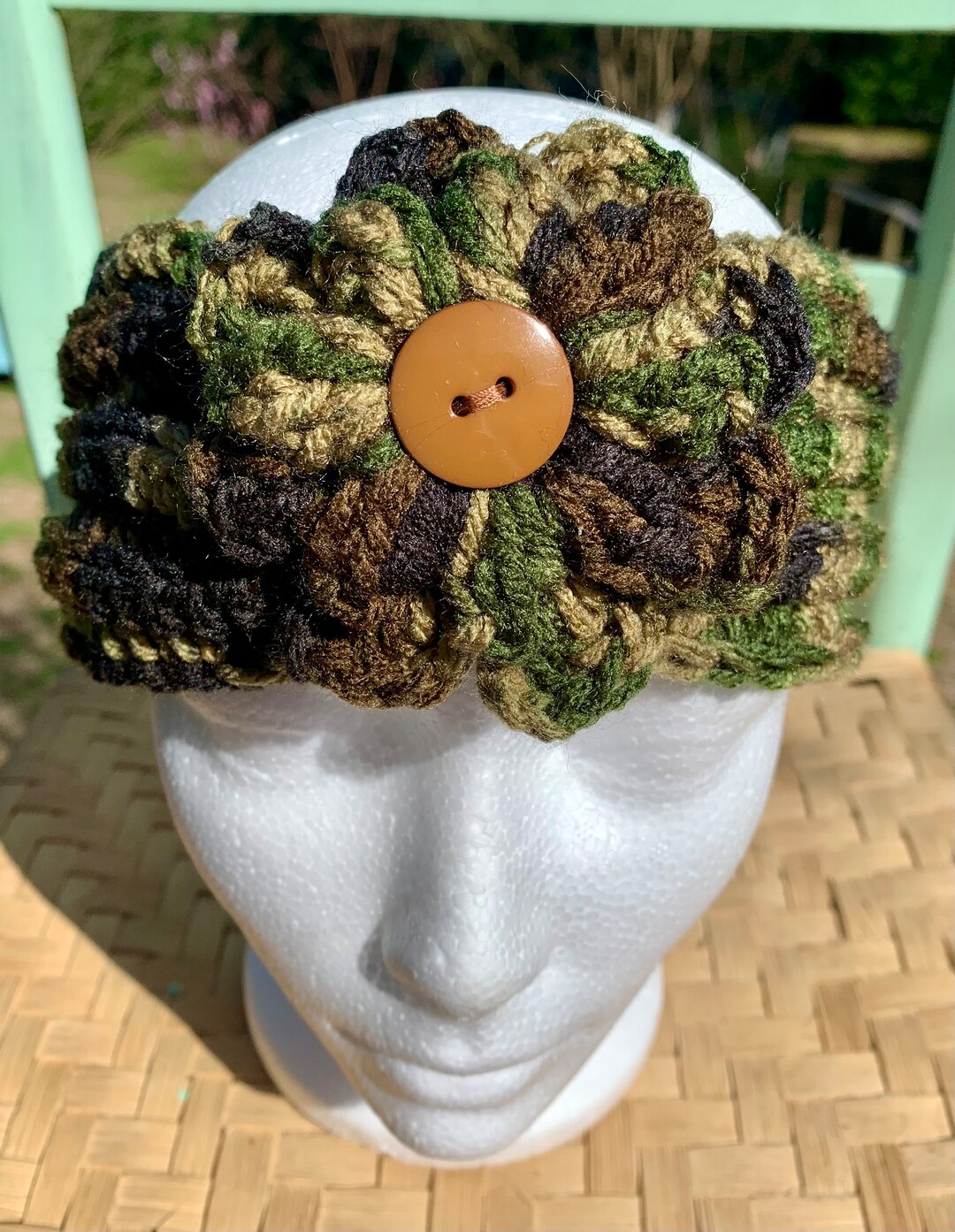 Cute Camouflage Crochet Head Band With a Sweet Camouflage Crochet ...
