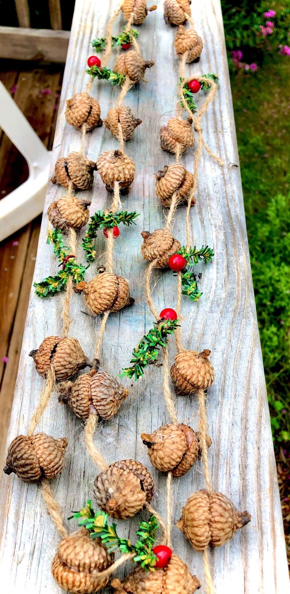 Hand Strung Natural Acorn Cap Garland Approx 80 Decor | Etsy