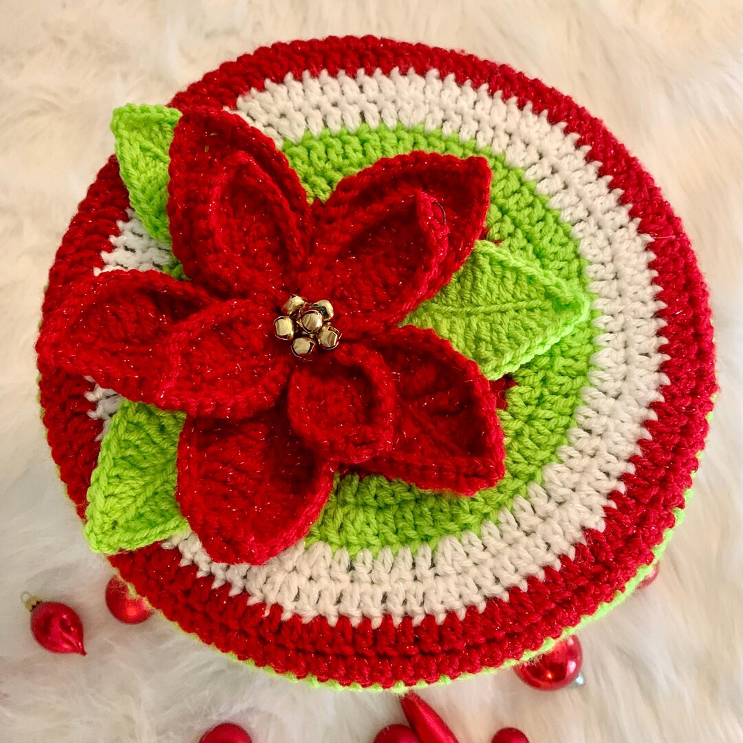 Festive Christmas Holiday Hand Crochet Red White and Green Decorative ...