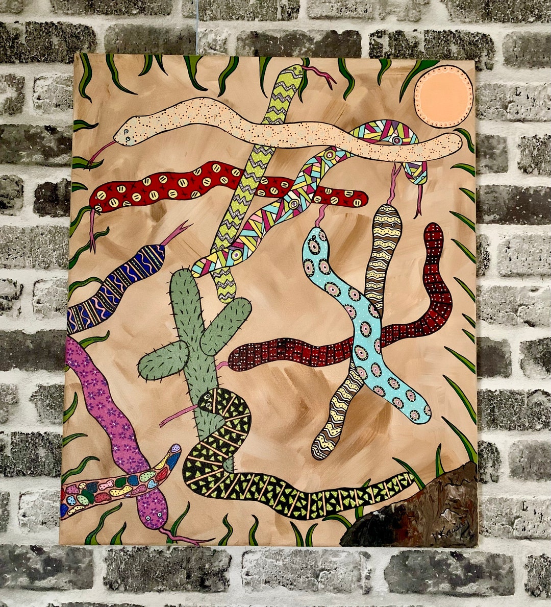 Colorful Snakes Acrylic on Canvas Artwork - Etsy
