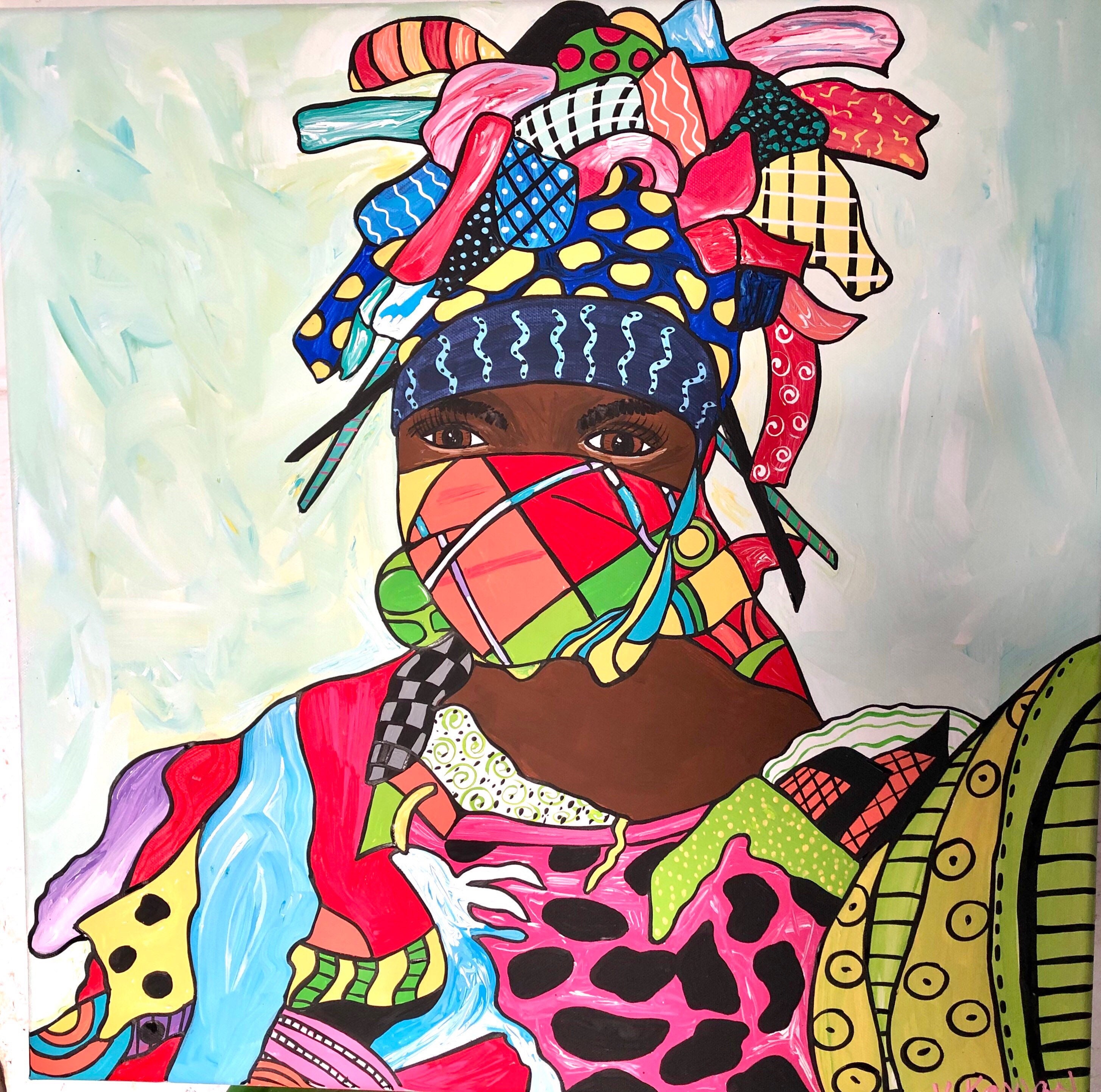 Moko Jumbie dancer acrylic art painting on canvas | Etsy