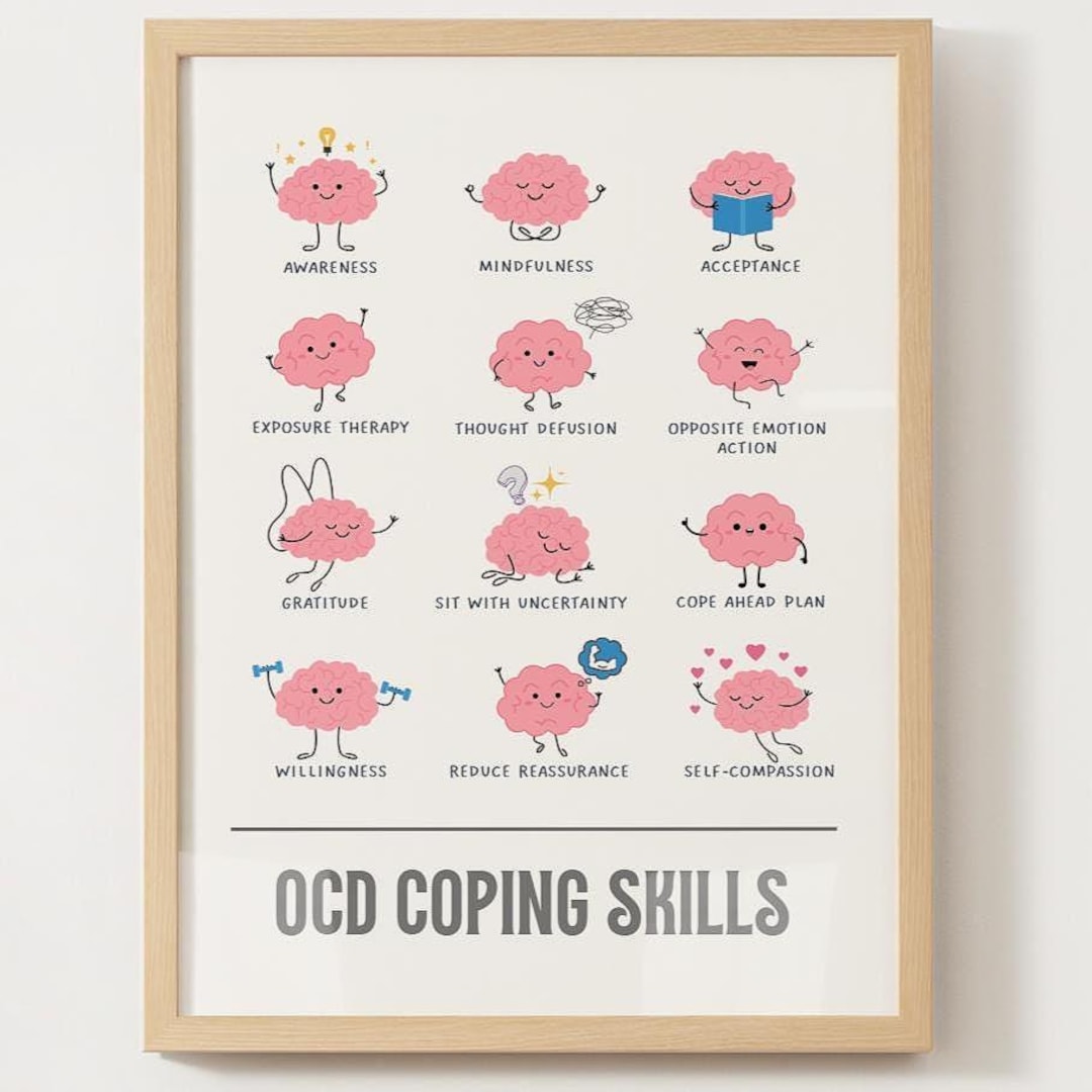 OCD Coping Skills Poster, OCD Awareness Gift, Mental Health Poster, Healing Process, Printable ...