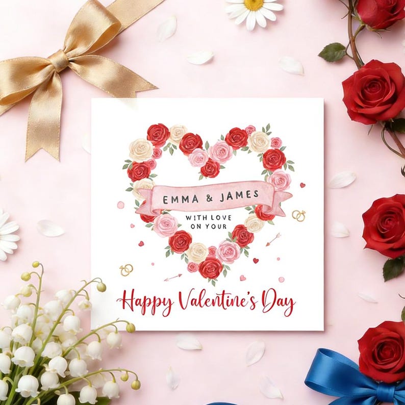 Personalised Happy Valentine's Day Card for Wife, Personalised Wedding ...