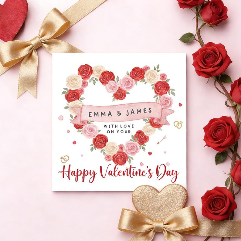 Personalised Happy Valentine's Day Card for Wife, Personalised Wedding ...