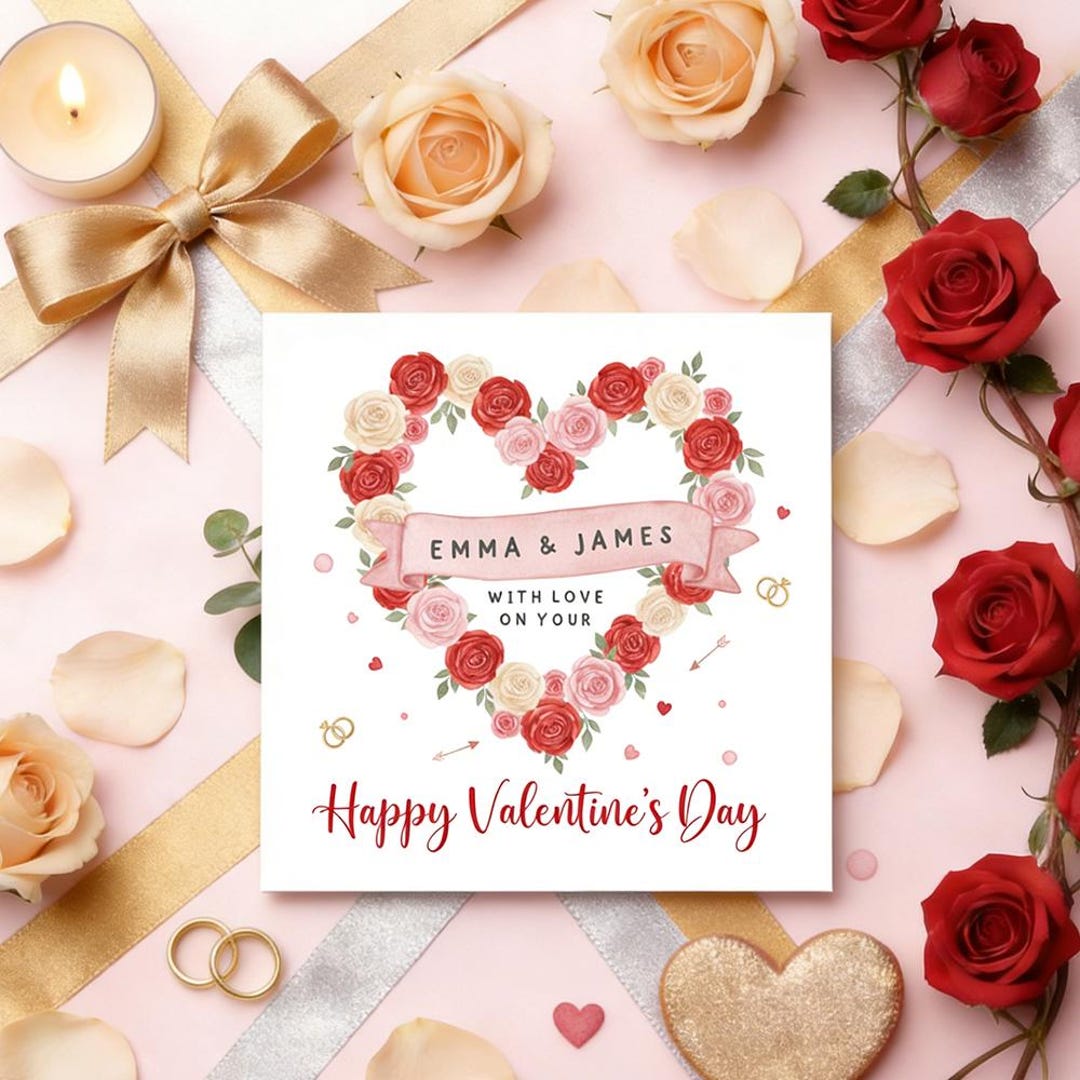 Personalised Happy Valentine's Day Card for Wife, Personalised Wedding ...