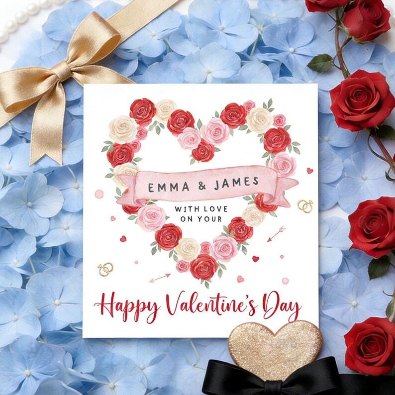Personalised Happy Valentine's Day Card for Wife, Personalised Wedding ...