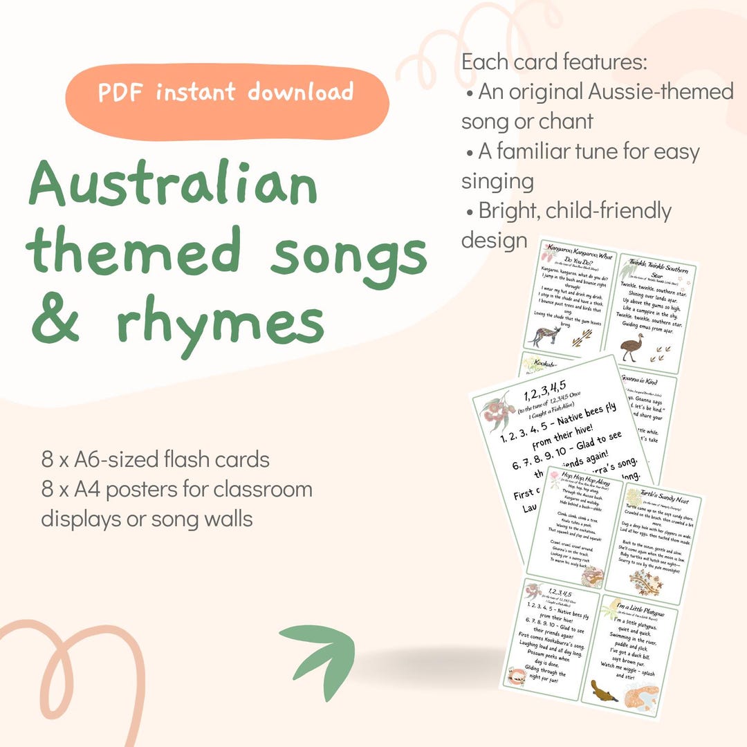 Australian Animal Songs & Rhymes: Indigenous Theme Classroom Printables ...