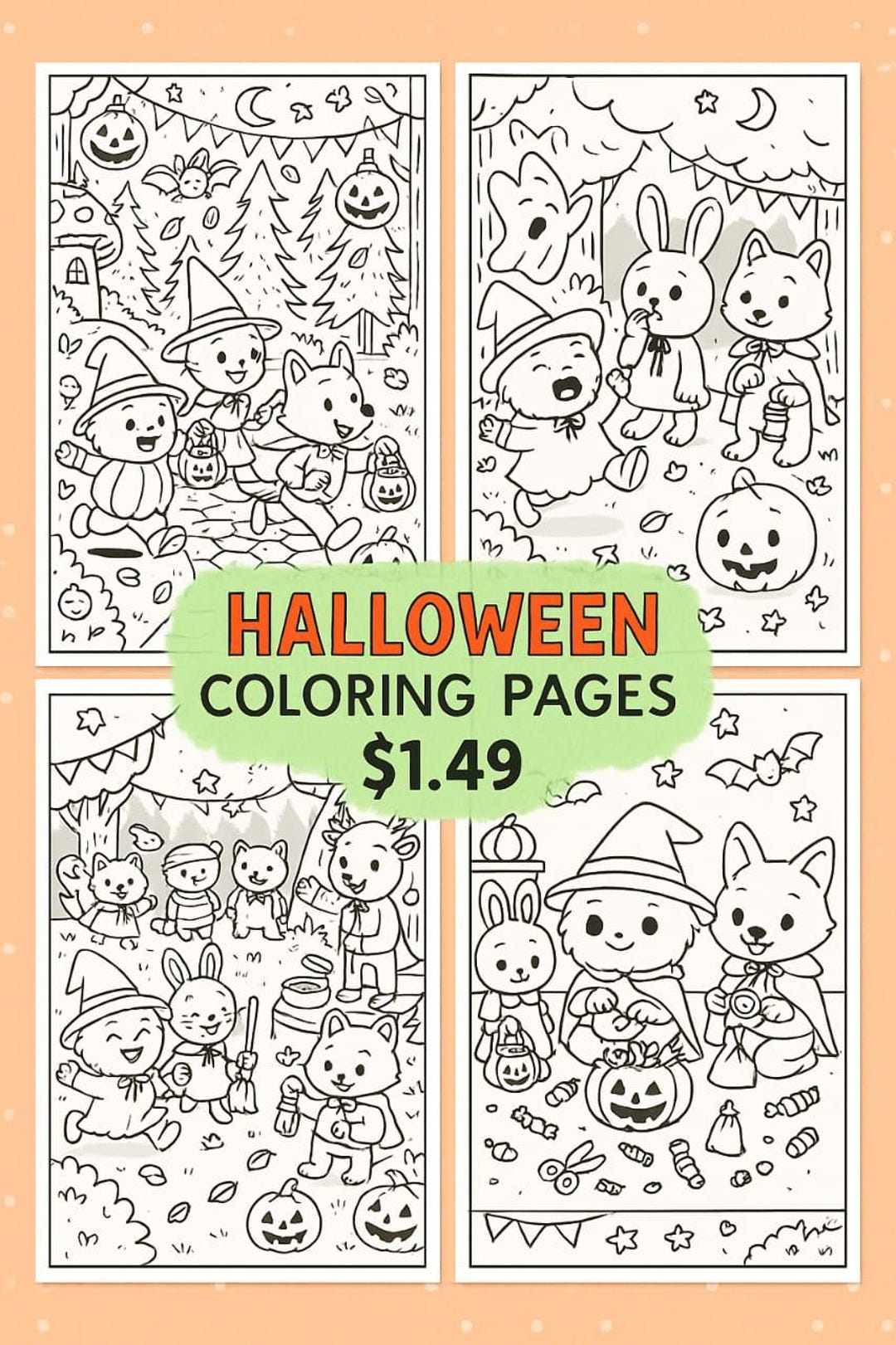 Halloween Coloring Pages for Kids – 6 Cute A4 Printable Sheets for ...