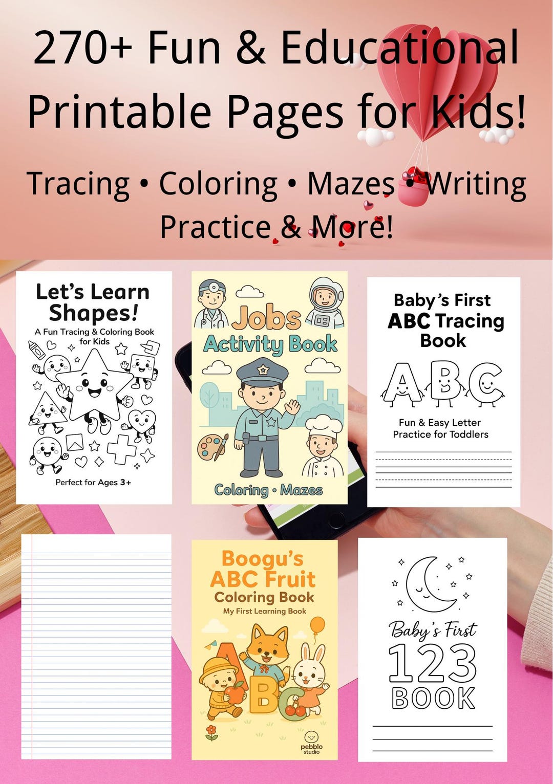 270+ Printable Kids Activity Pages PDF Bundle - Tracing, Coloring ...