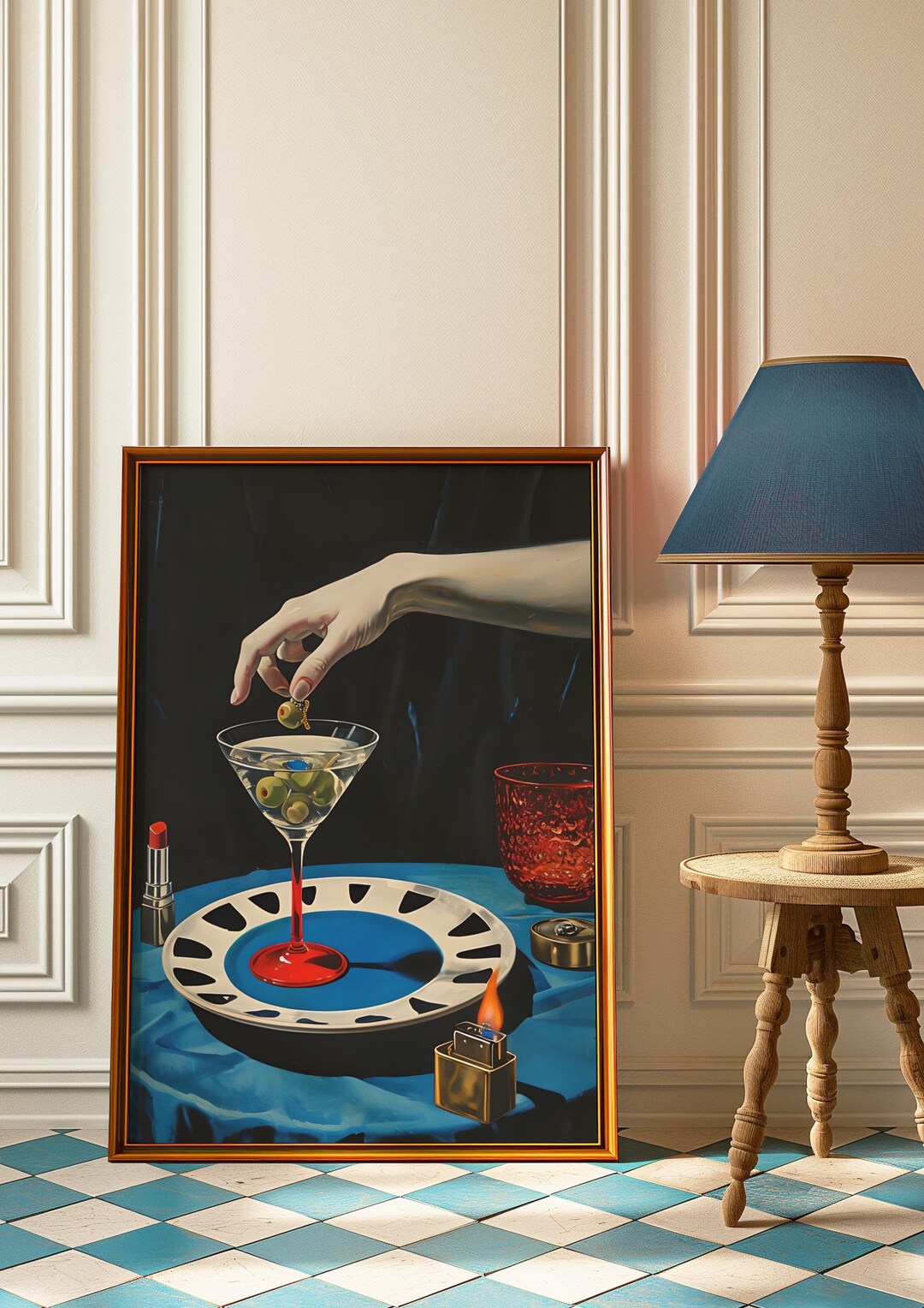 Vintage Martini With Olives Art Print, Bauhaus Print, Cocktail Poster ...