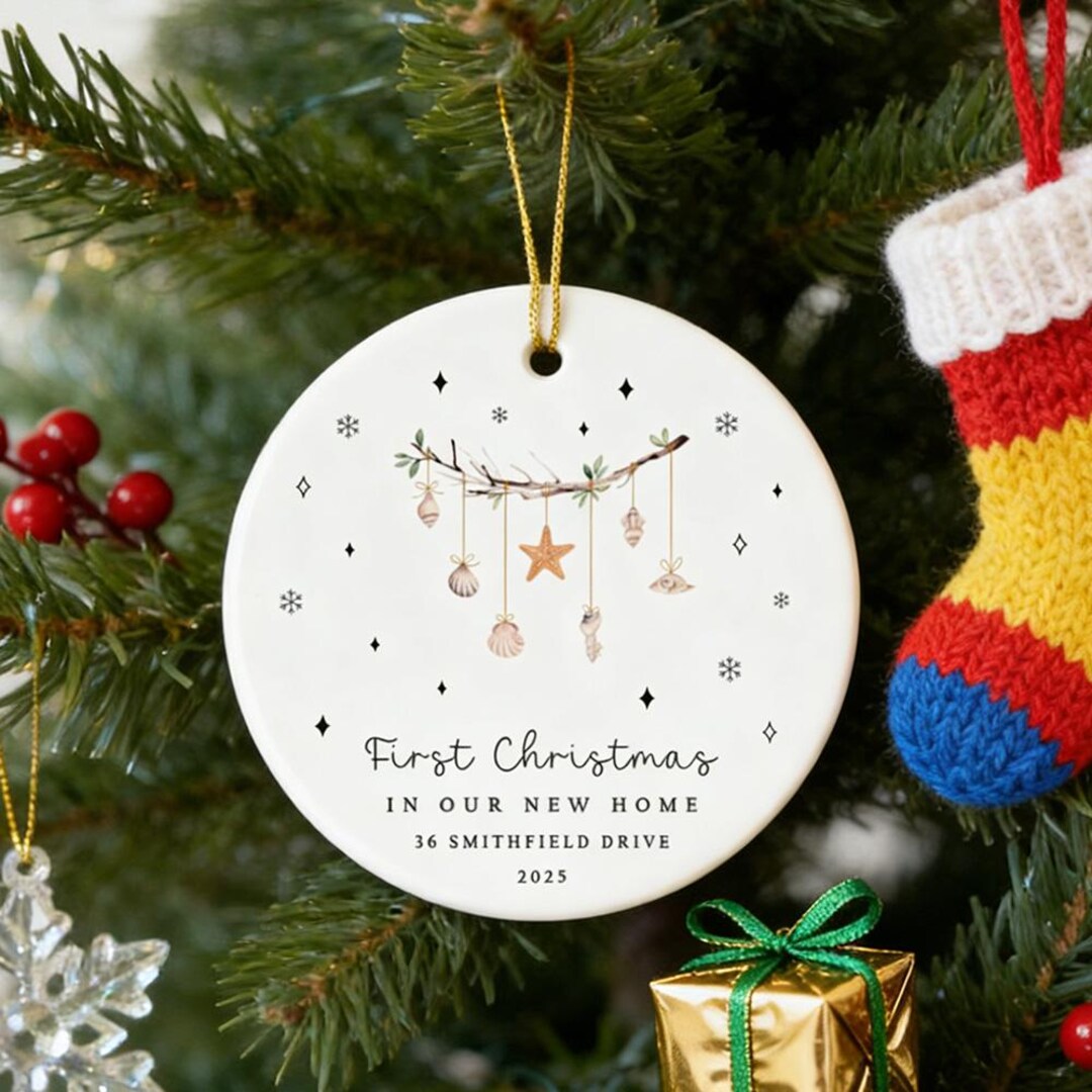 Personalised First Christmas in Our New Home Gift, Custom Address ...