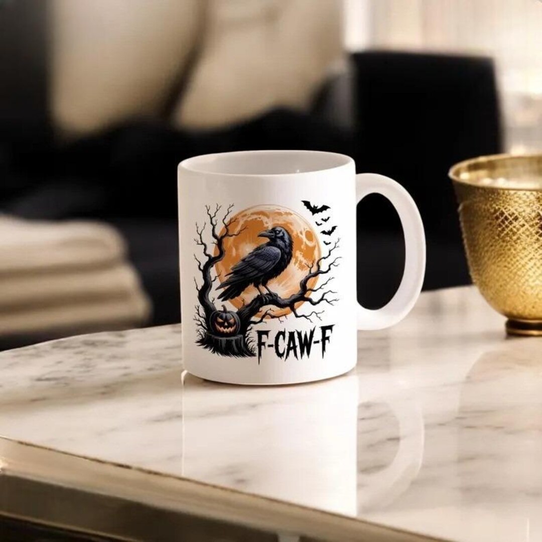 F-caw-f Funny Crow Mug – Hilarious Crow Pun Coffee Cup, Inappropriate ...