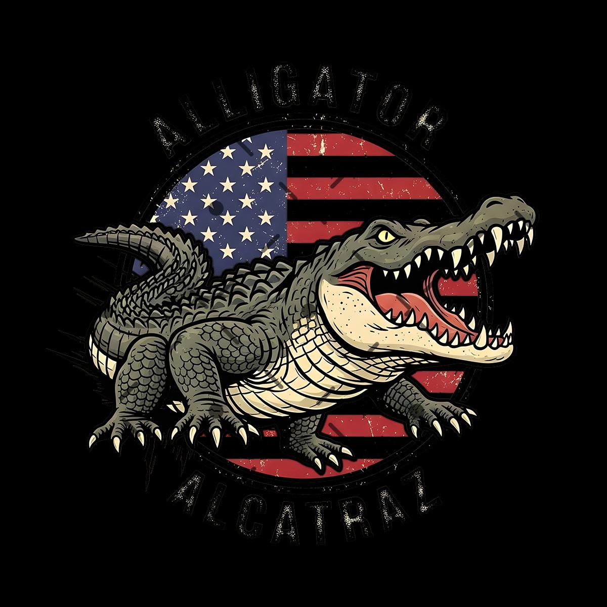 Alligator Alcatraz PNG PSD | Vintage American Flag Gator Design for ...