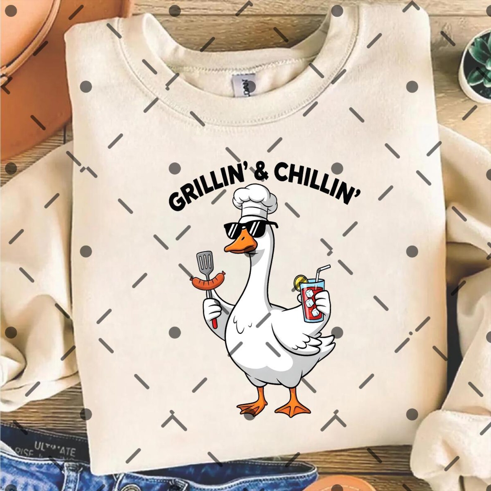 Grillin’ and Chillin’ Duck PNG PSD | Minimalist BBQ Summer Digital Art ...