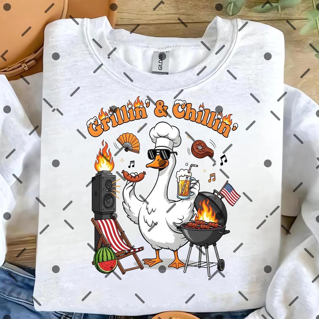 Grillin’ and Chillin’ Duck PNG PSD | Funny BBQ Summer Digital Art for ...