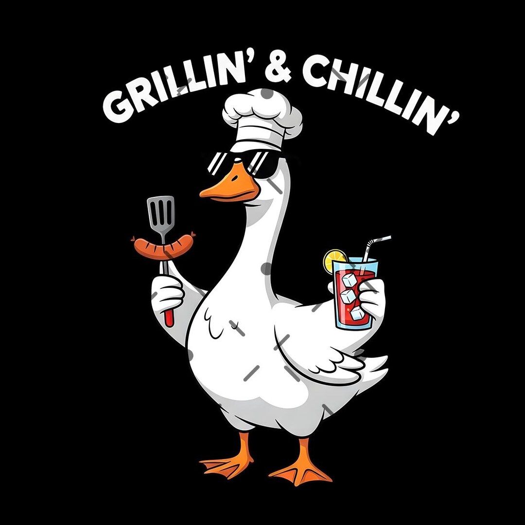 Grillin’ and Chillin’ Duck PNG PSD | Minimalist BBQ Summer Digital Art ...