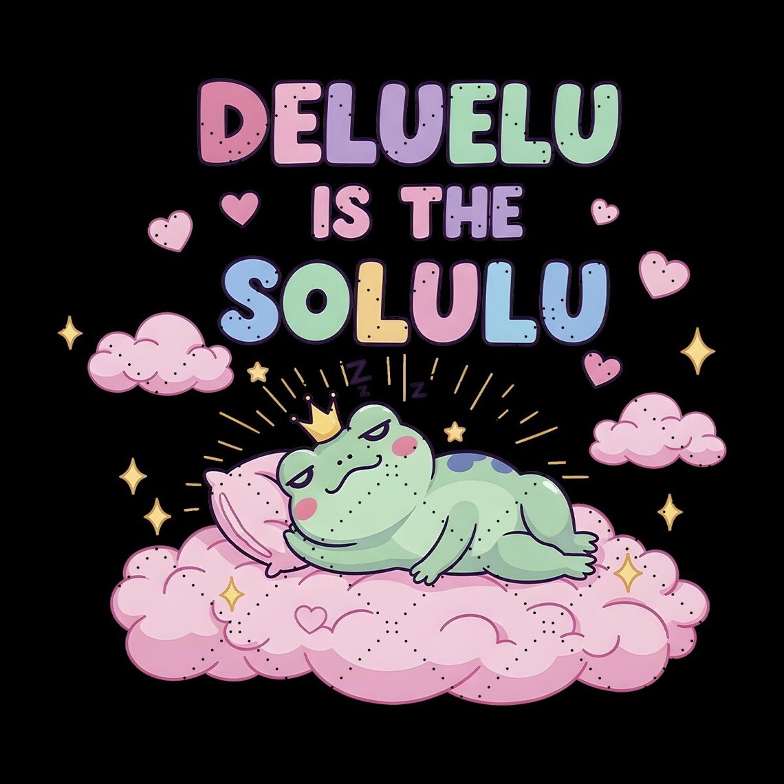 Deluelu is the Solulu Frog Meme Kawaii PNG PSD | Cute Pastel Printable ...