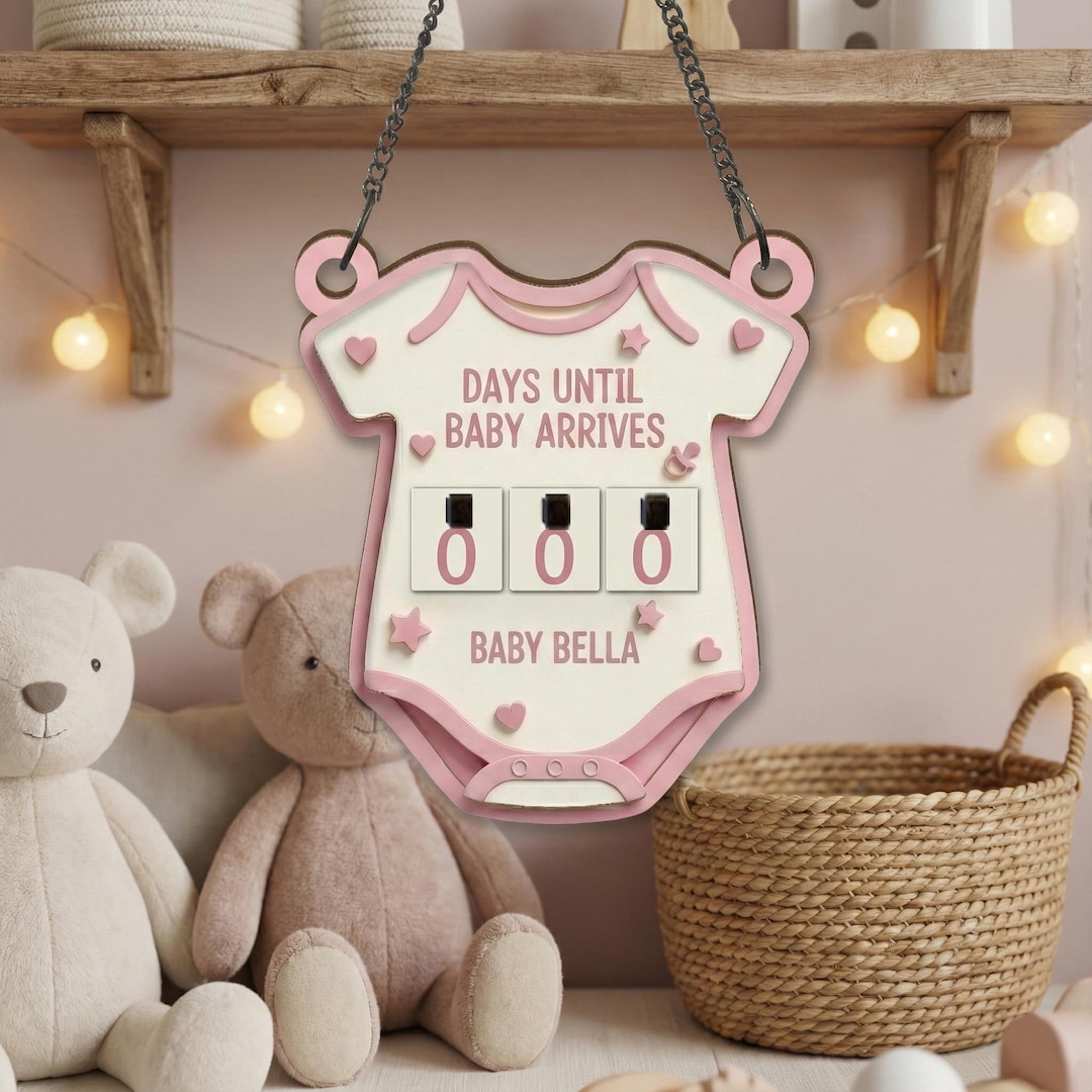 Days Until Baby Arrives Tracker Sign Baby Countdown Nursery Decor - Etsy