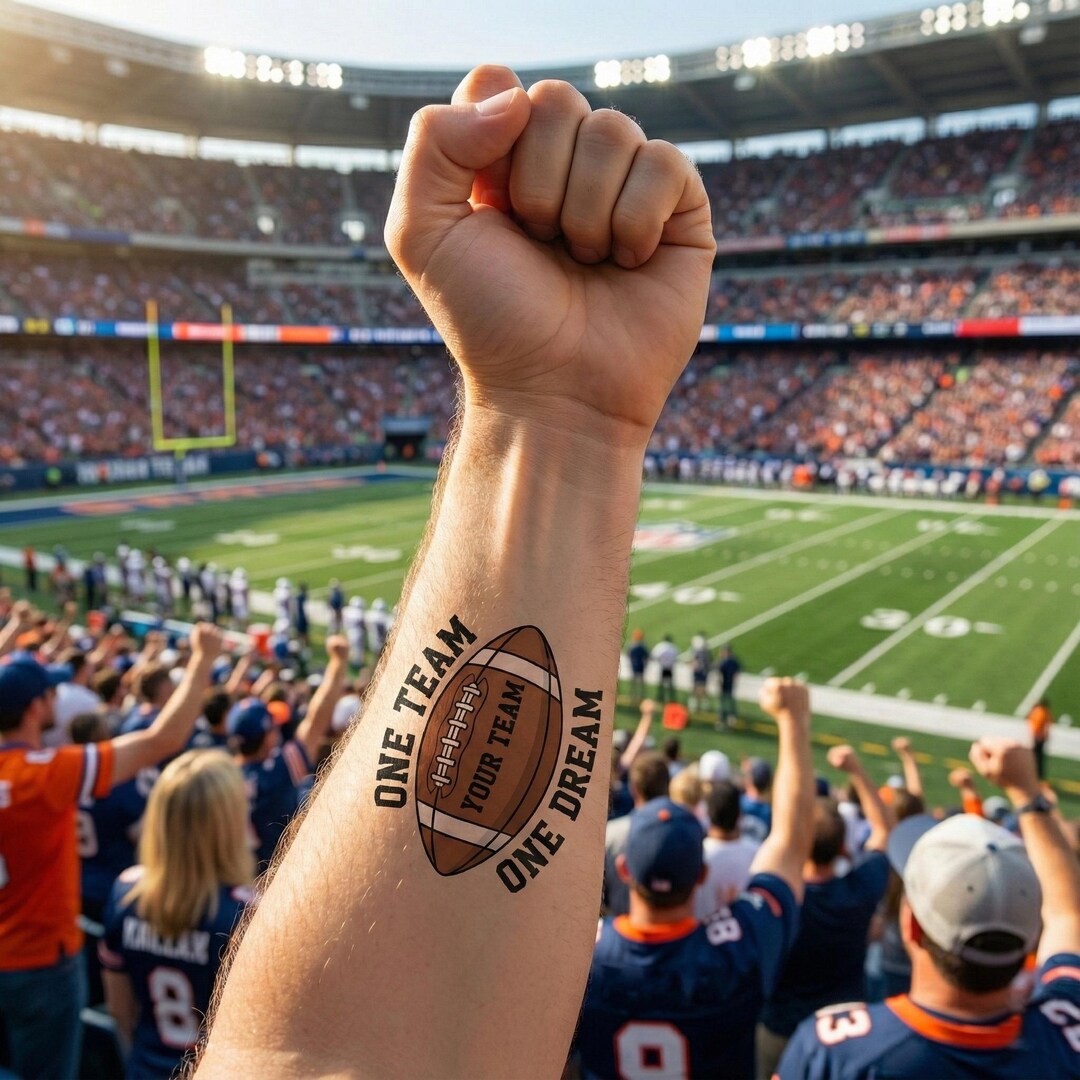 Custom Football Temporary Tattoo, Team Spirit Tattoo - Etsy