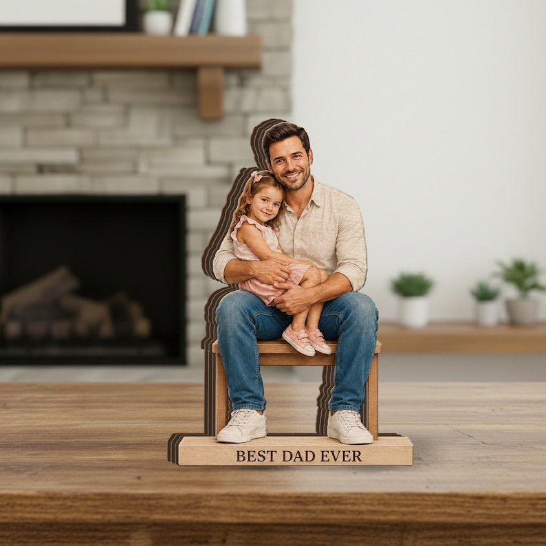 Personalized Photo Dad Block, Custom Wood 3D Display, Dad Ever Gift - Etsy