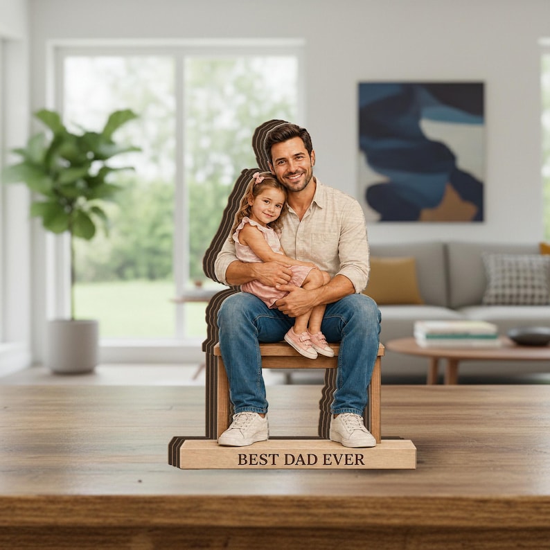 Personalized Photo Dad Block, Custom Wood 3D Display, Dad Ever Gift - Etsy