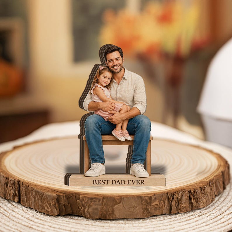 Personalized Photo Dad Block, Custom Wood 3D Display, Dad Ever Gift - Etsy