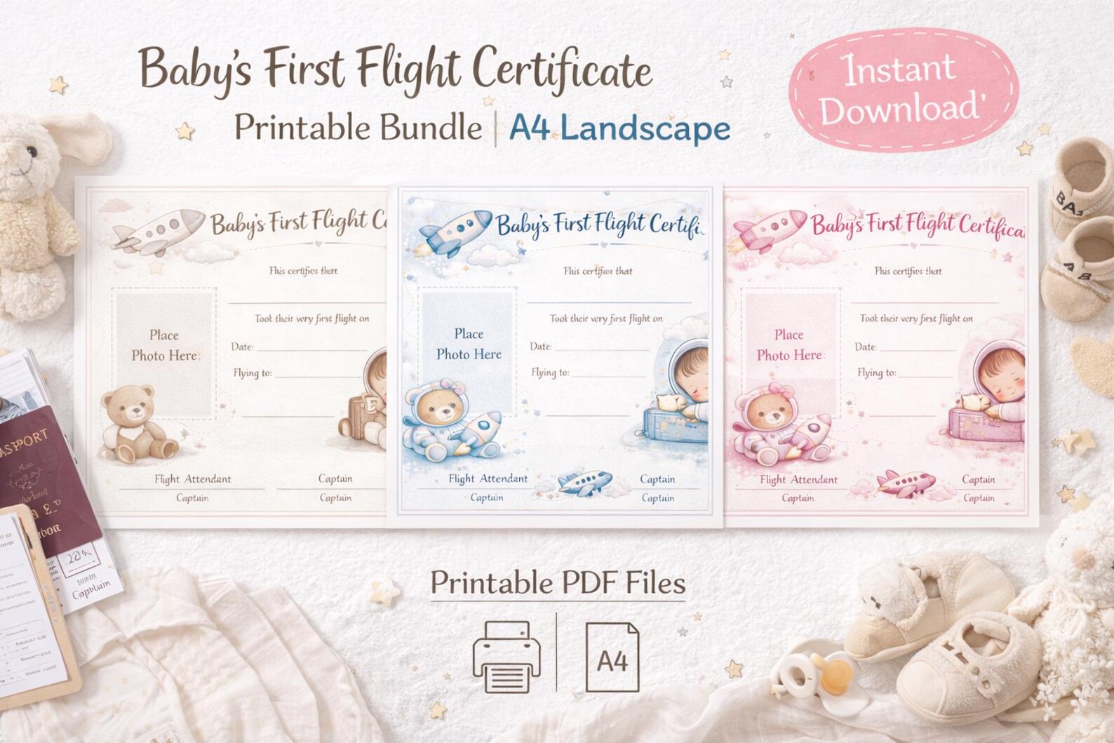 Baby's First Flight Certificate | Keepsake Gift (digital Download A4 ...