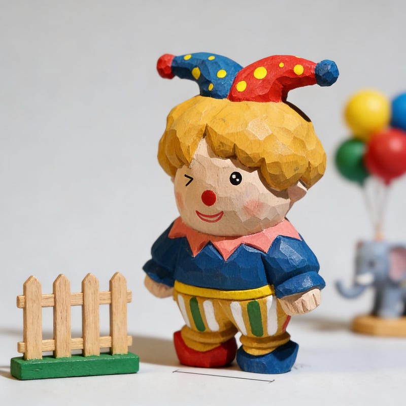 Wooden Clown Figurine - Etsy UK