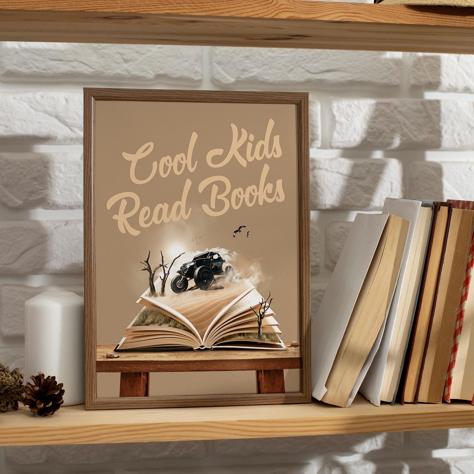 Cool Kids Read Books Poster – Adventure Book Art Print, Kids Room Wall ...
