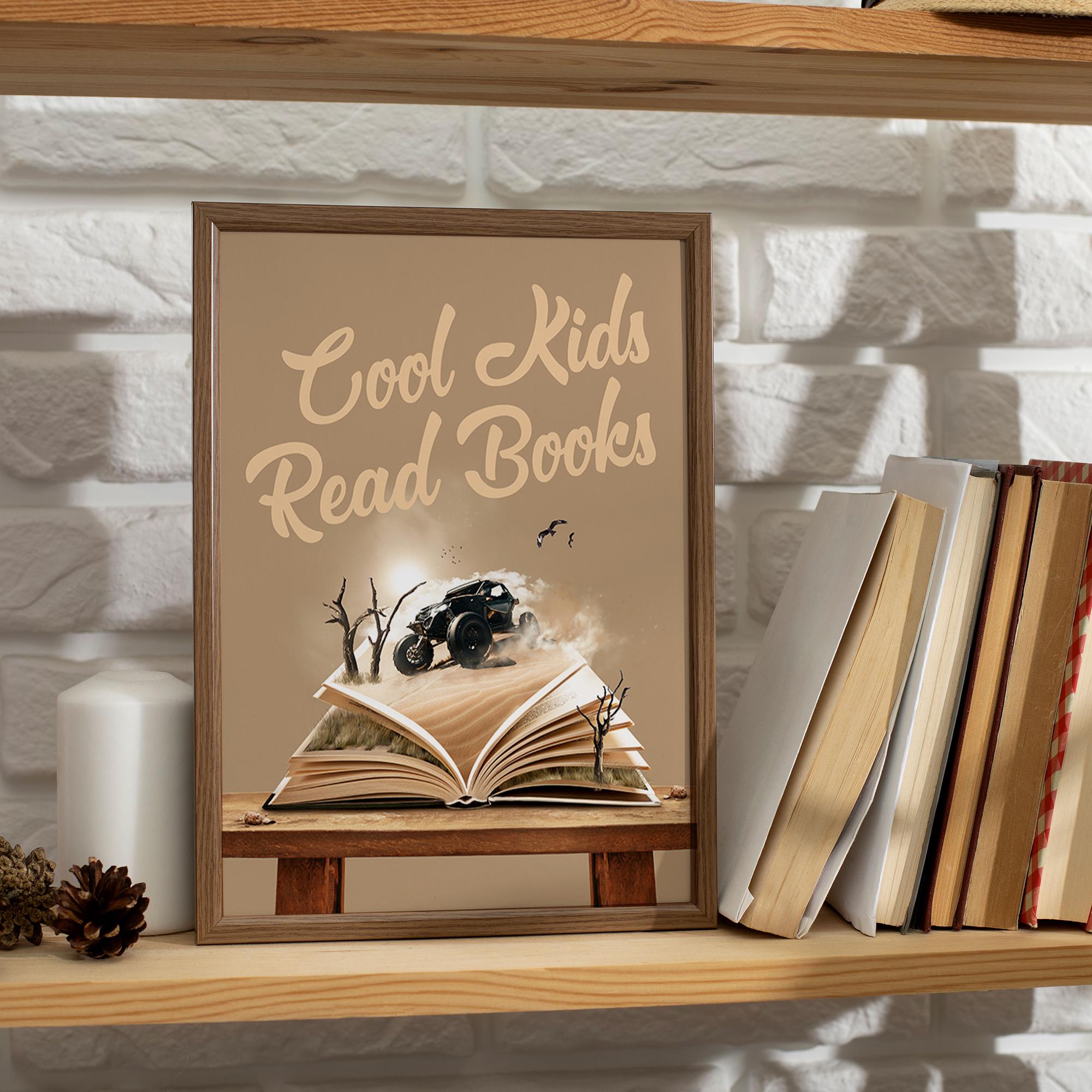 Cool Kids Read Books Poster – Adventure Book Art Print, Kids Room Wall ...