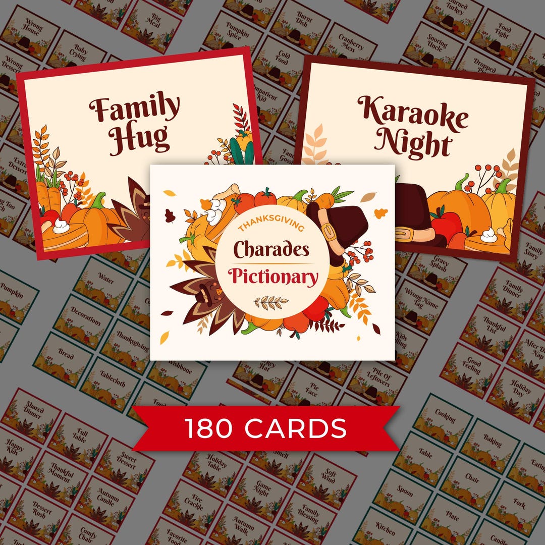 Thanksgiving Charades and Pictionary – Printable Game for Family ...