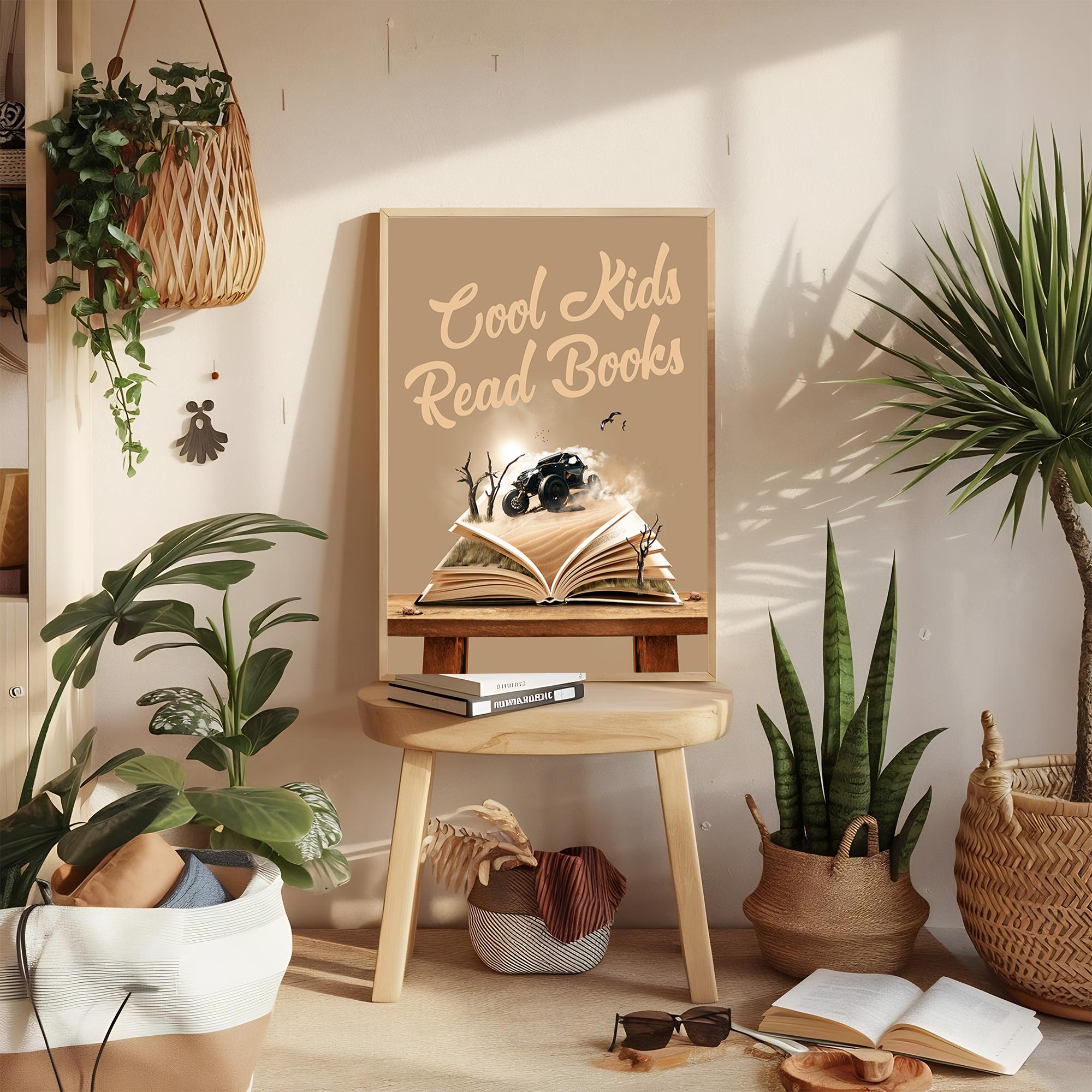 Cool Kids Read Books Poster – Adventure Book Art Print, Kids Room Wall ...