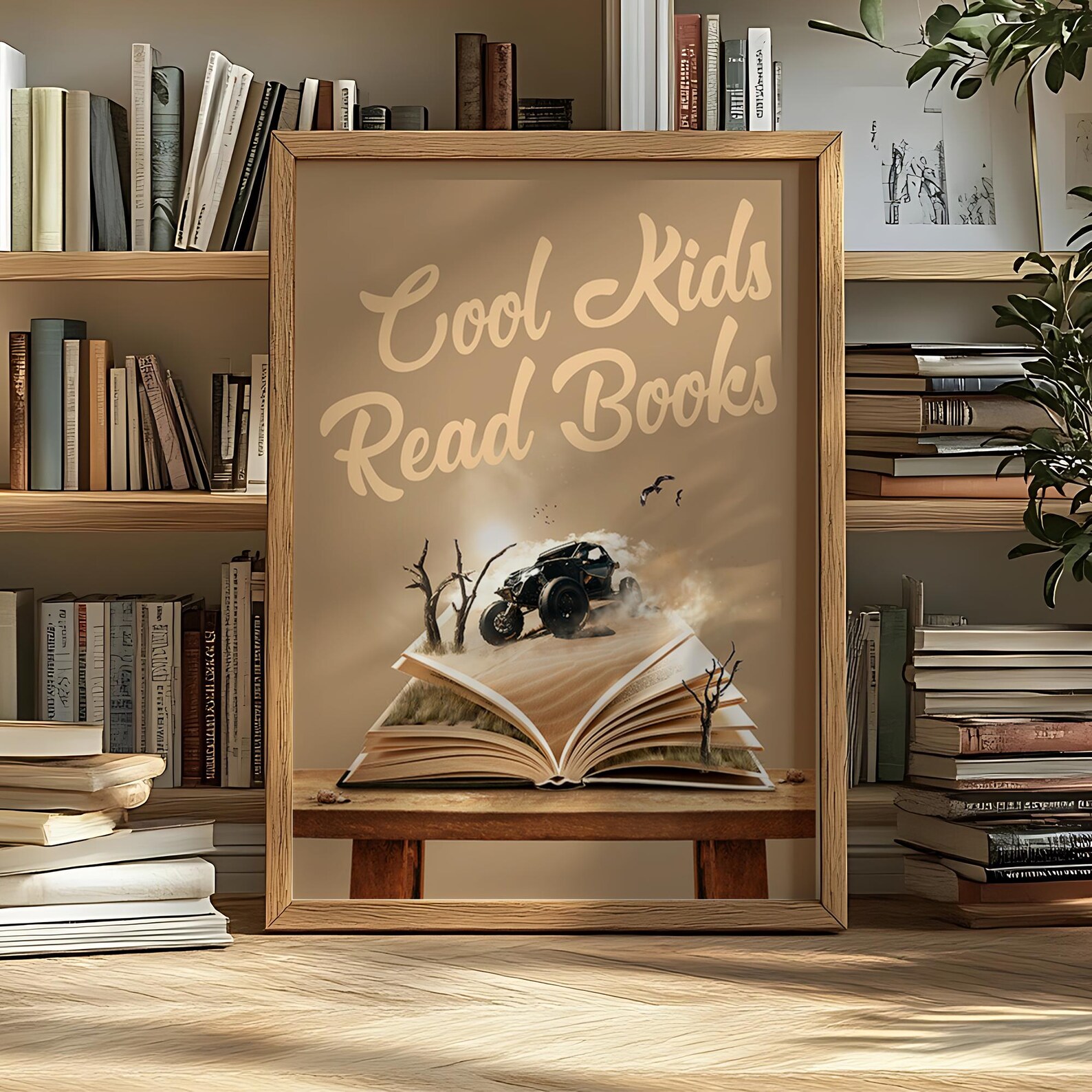 Cool Kids Read Books Poster – Adventure Book Art Print, Kids Room Wall ...
