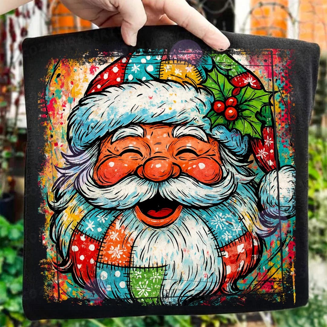 Preppy Santa Patchwork PNG, Santa PNG, Santa Design, Santa Face Png, Ho ...