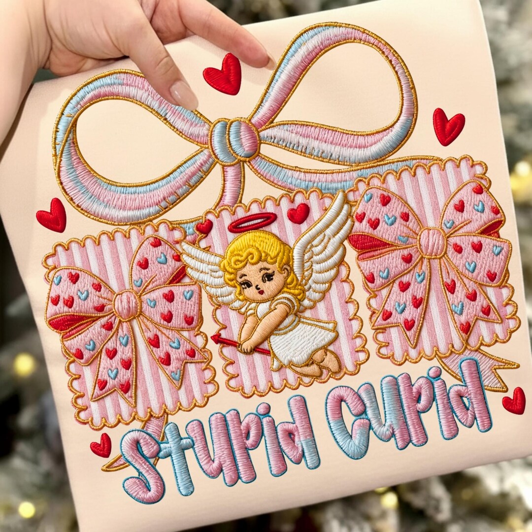 Faux Yarn Stupid Cupid PNG, Latch Hook Crochet Style Valentine Design ...