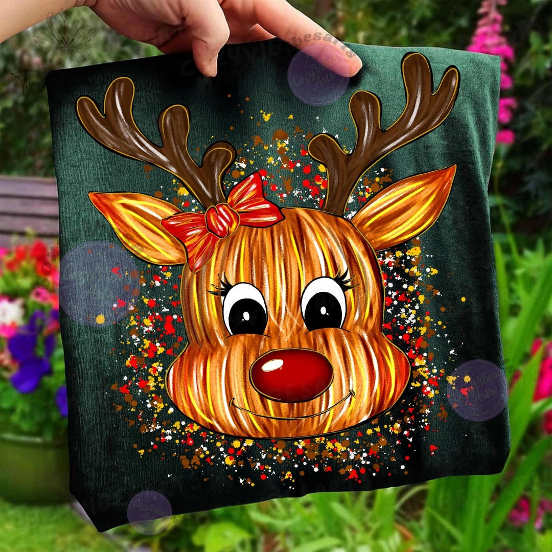 Chinoiserie Christmas Reindeer PNG – Colorful Glitter Pastel Reindeer ...
