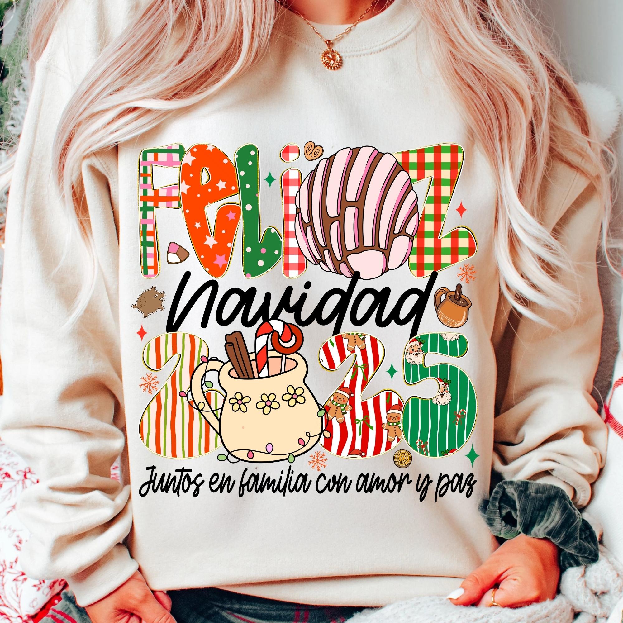 Feliz Navidad PNG, Spanish Christmas 2025 Sublimation, Navidad Familiar ...